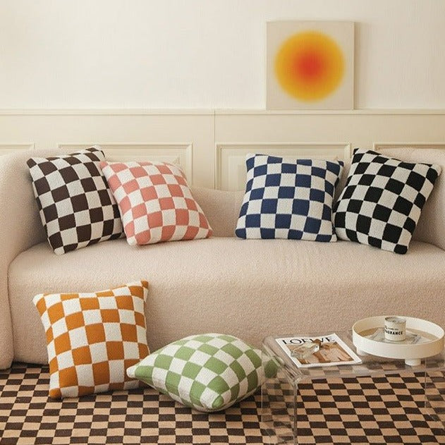 Checkerboard Plus Boucle Cushion | Delicors