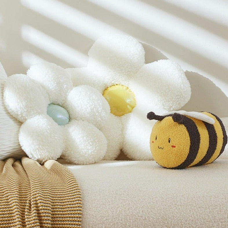 Springtime Flower and Bee Boucle Cushion Collection – Delicors